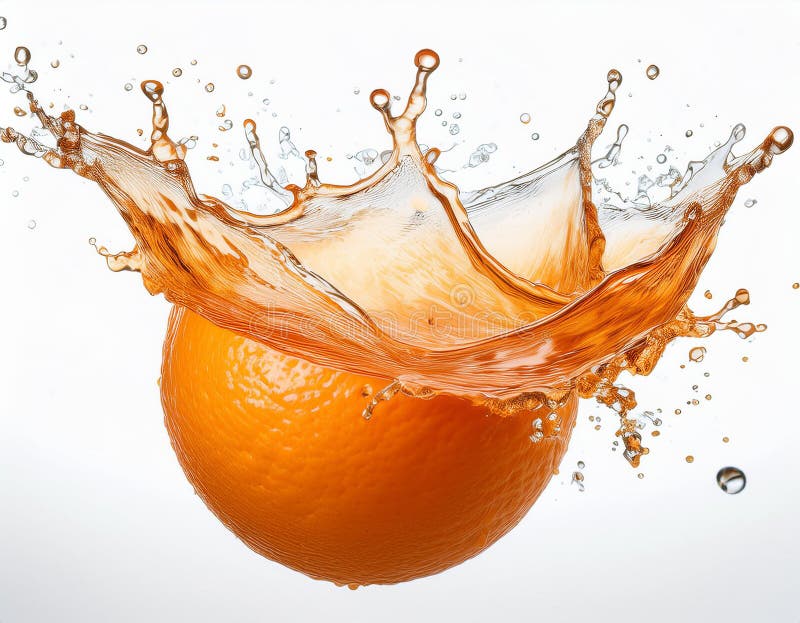 Orange Water Splash Isolated on White Background Stock Illustration ...