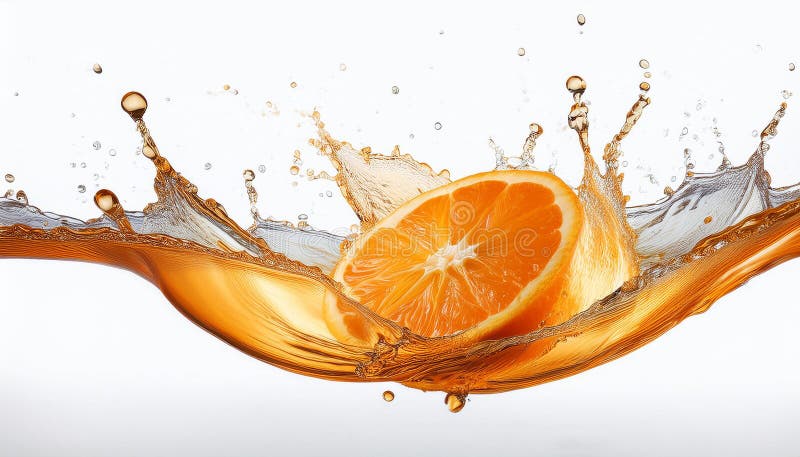 Orange Water Splash Isolated on White Background Stock Illustration ...