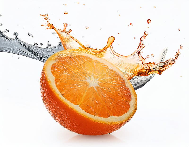 Orange Water Splash Isolated on White Background Stock Illustration ...