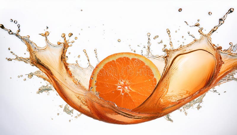 Orange Water Splash Isolated on White Background Stock Illustration ...
