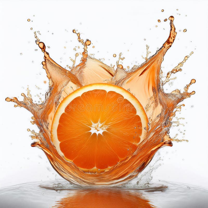 Orange Water Splash Isolated on White Background. Stock Illustration ...