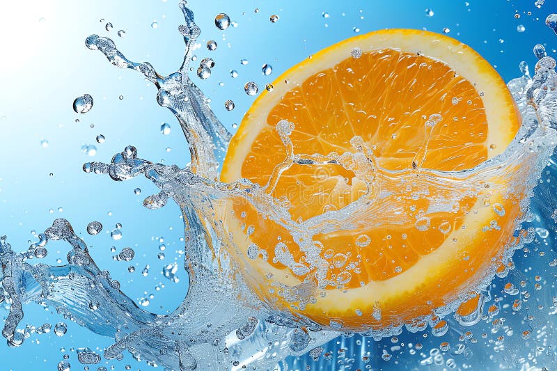 Orange and Water Splashes Around it, AI Generated Stock Illustration ...