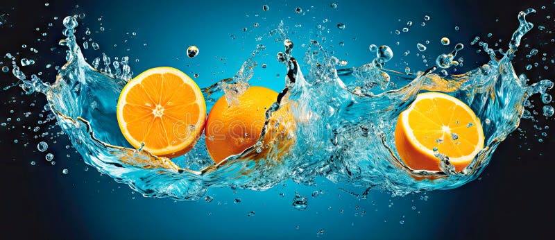 Orange with Water Splashing Around Stock Photo - Image of splash, wild ...