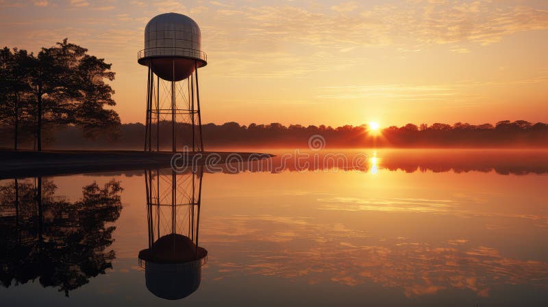 Orange water tower stock illustration. Illustration of scenic - 374238115