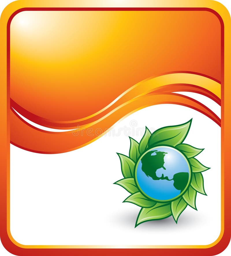 Orange Wave Background with Green Planet Stock Vector - Illustration of ...