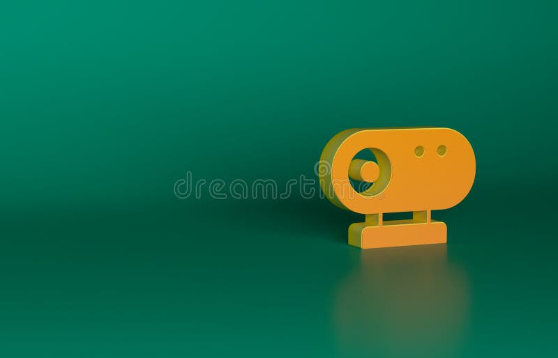 Orange Web Camera Icon Isolated on Green Background. Chat Camera ...
