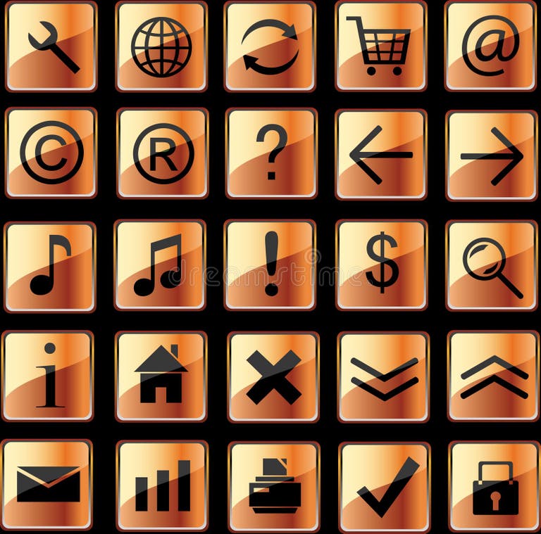 Orange web icons stock vector. Illustration of email, magnifying - 7917660