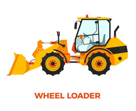 Orange Wheel Loader Construction Vehicle on a White Background Stock ...