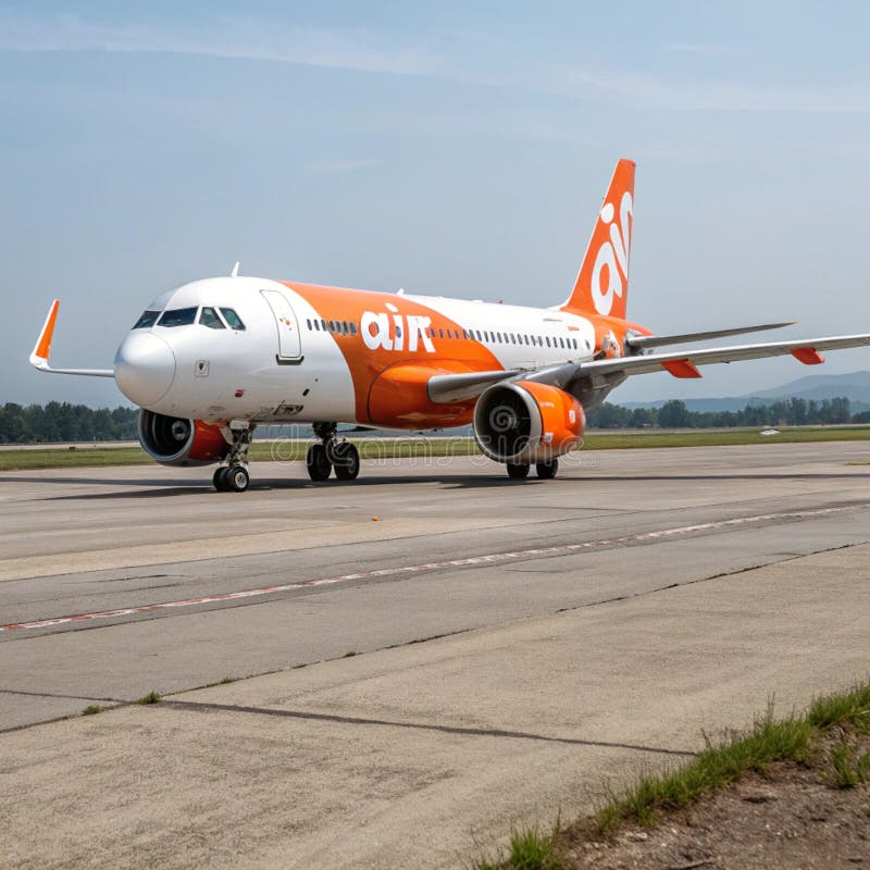 Orange and White Airplane with the Word Air on the Tail in a Vibrant ...