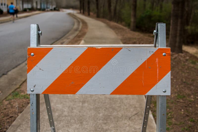 Orange and White Alert Strips on Construction Sign Stock Image - Image ...