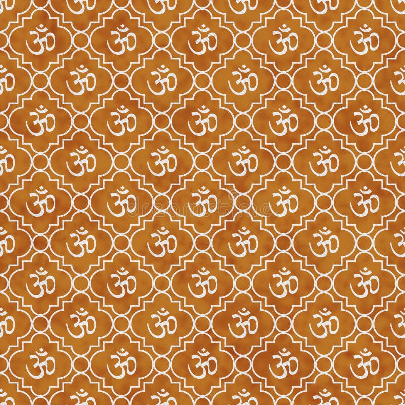 Orange and White Aum Hindu Symbol Tile Pattern Repeat Background Stock ...
