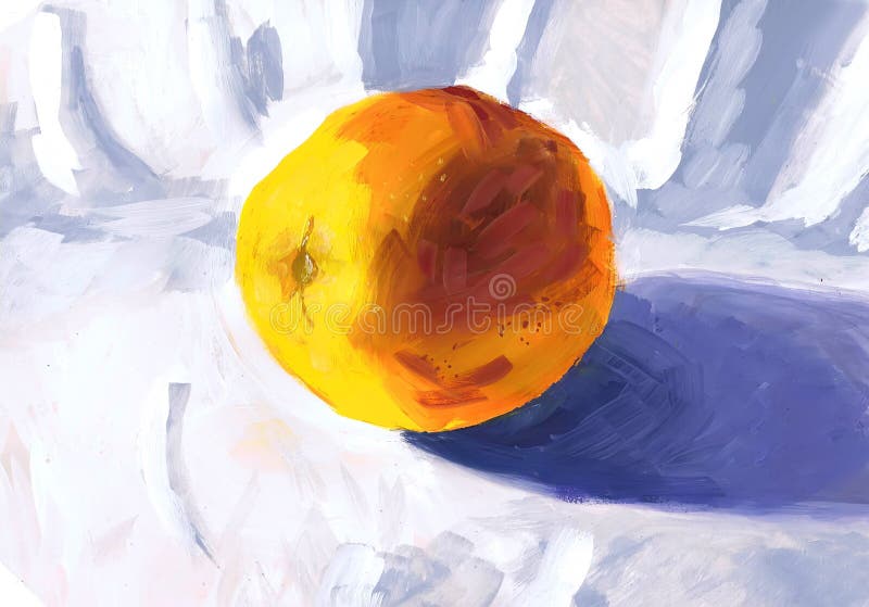 Orange on a White Background. Children`s Drawing Stock Photo - Image of ...