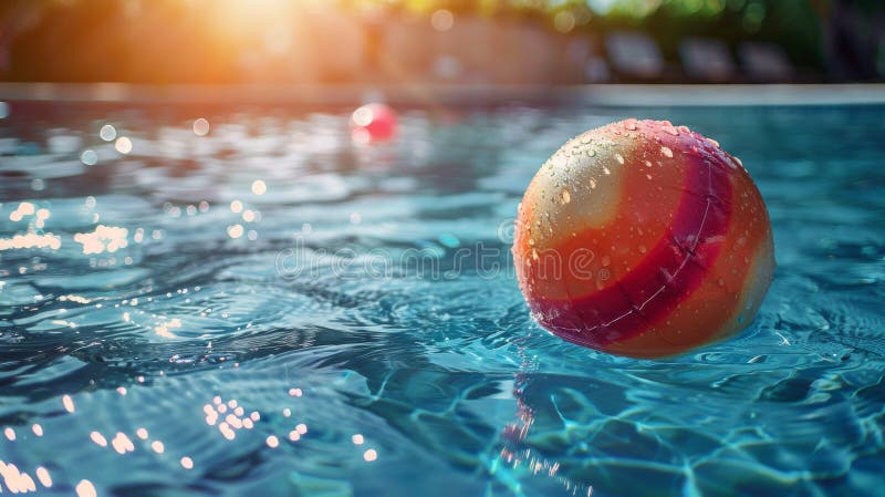 Orange and White Beach Ball Floating in Pool Stock Photo - Image of ...