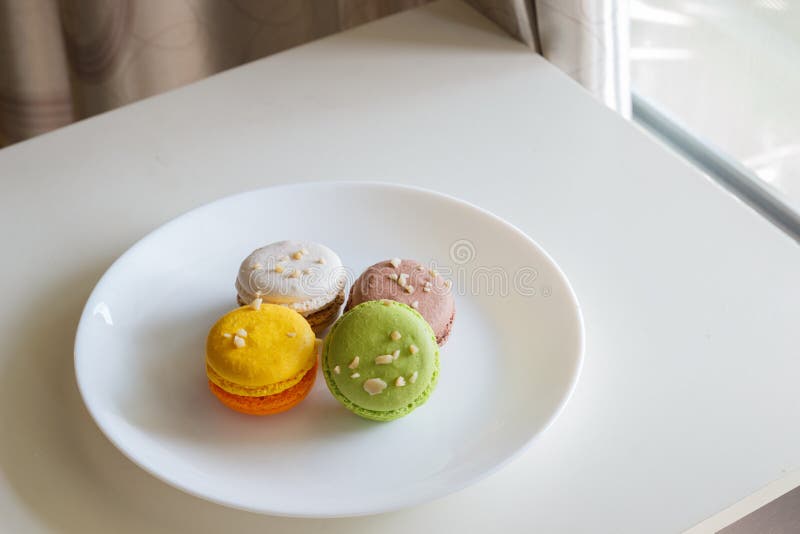 Orange, White, Brown Green Magaroon Stock Image - Image of tasty ...