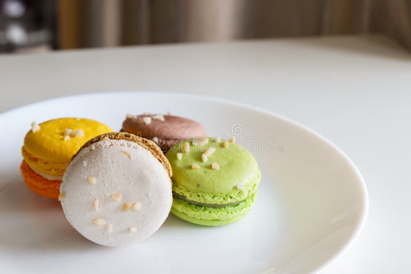 Orange, White, Brown Green Magaroon Stock Photo - Image of object, food ...