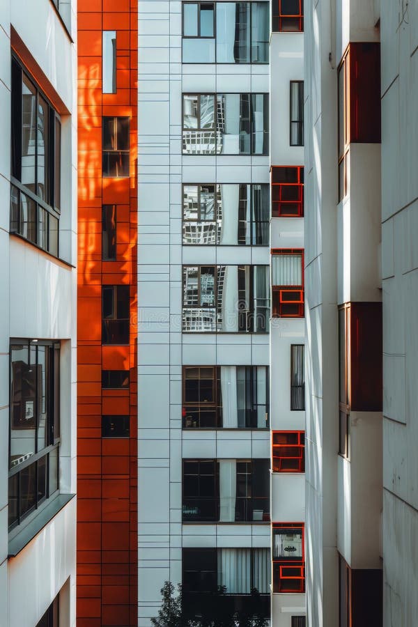 Orange and White Building with Trees in Front Stock Image - Image of ...