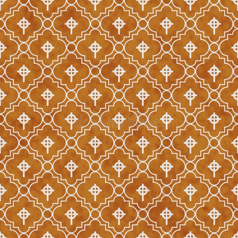 Orange and White Celtic Cross Symbol Tile Pattern Repeat Background ...