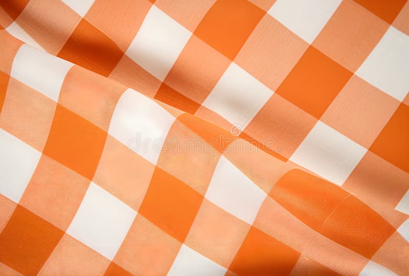 Orange and White Checkered Fabric Texture Stock Illustration ...