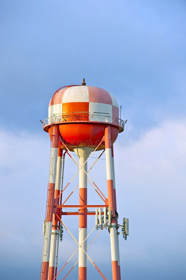 Orange & White Checkered Water Tower Stock Image - Image of tank ...