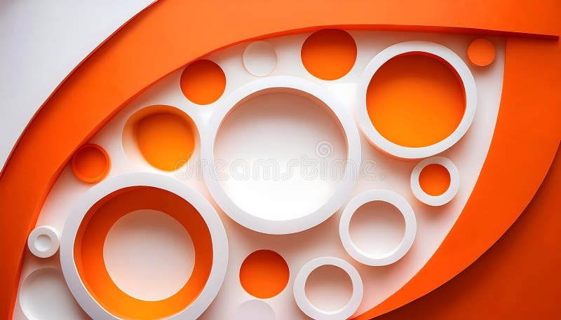 Orange and White Color Abstract Background with Round Holes 3d Effect ...