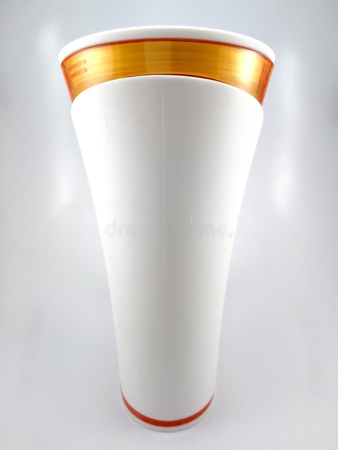 Orange and White Color Long Plastic Drinking Cup with Handle Stock ...