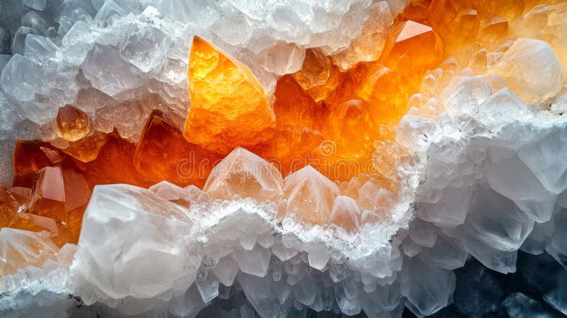 Orange and White Crystal Geode Close-Up Stock Illustration ...