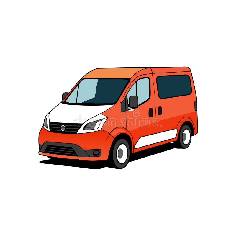 Orange and White Delivery Van Transportation Illustration Icon Stock ...