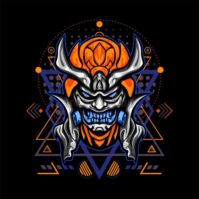 Orange White Demon Toxic Mask Stock Vector - Illustration of sacred ...