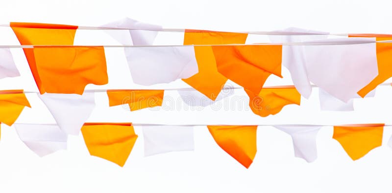 Orange and White Festive Flags Isolated on White Background Stock Photo ...