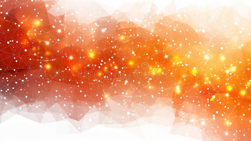 Orange and White Geometric Network with Glowing Nodes Creates a Bright ...