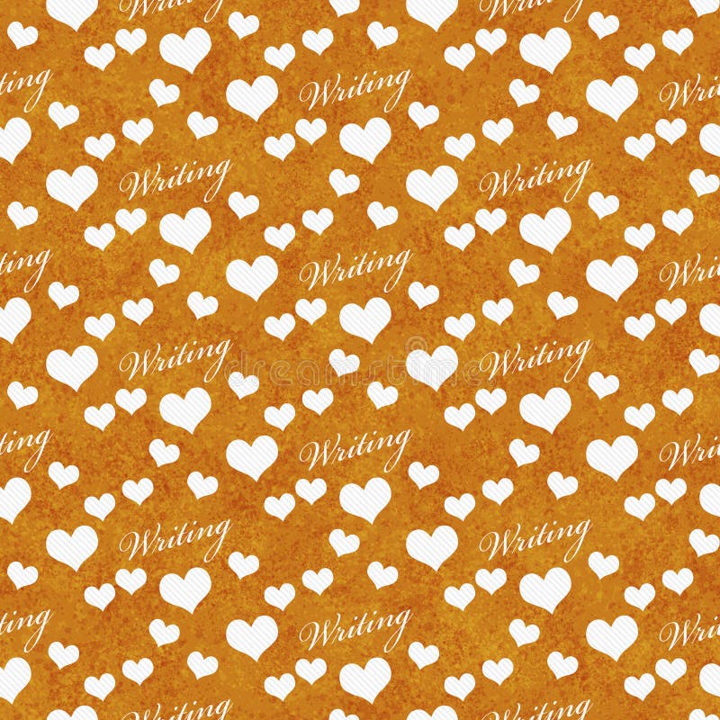 Orange and White I Love Writing Tile Pattern Repeat Background Stock ...