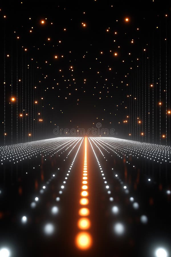 Orange and White Lights Showing a Path in a Dark Space Stock ...