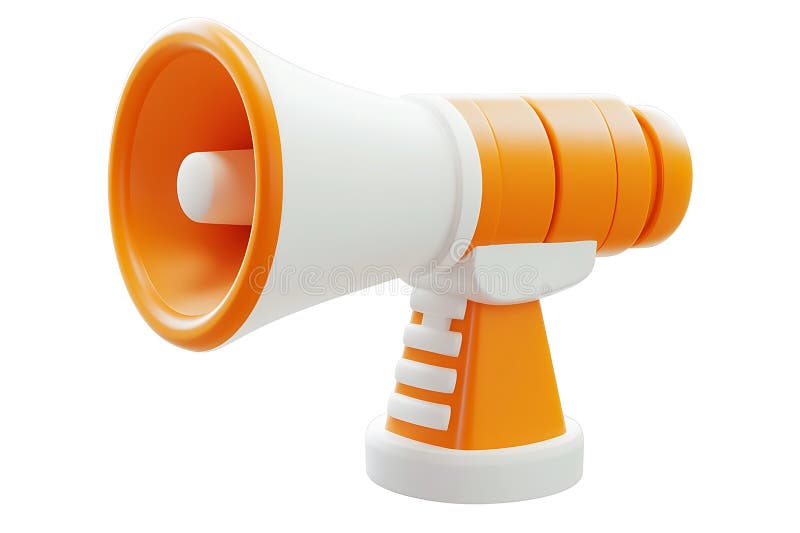 Orange and White Megaphone 3D Render, Clean Cut Style, Isolated on ...