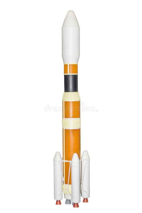 Orange and White Multistage Space Rocket Model Isolated on White ...