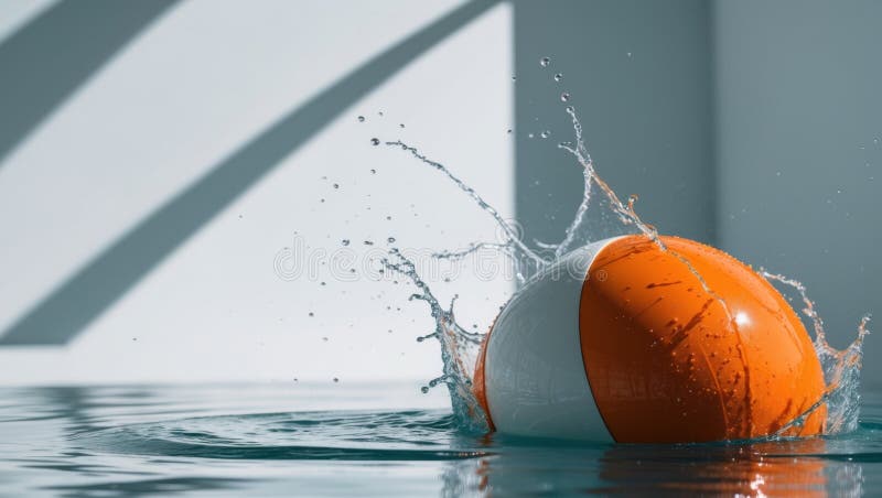 An Orange and White Object with Water Splashing Off Its Sides. Stock ...