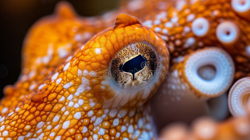 An Orange and White Octopus with a Large Eye, AI Stock Image - Image of ...