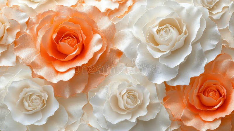Orange and White Paper Roses Texture Background Stock Illustration ...