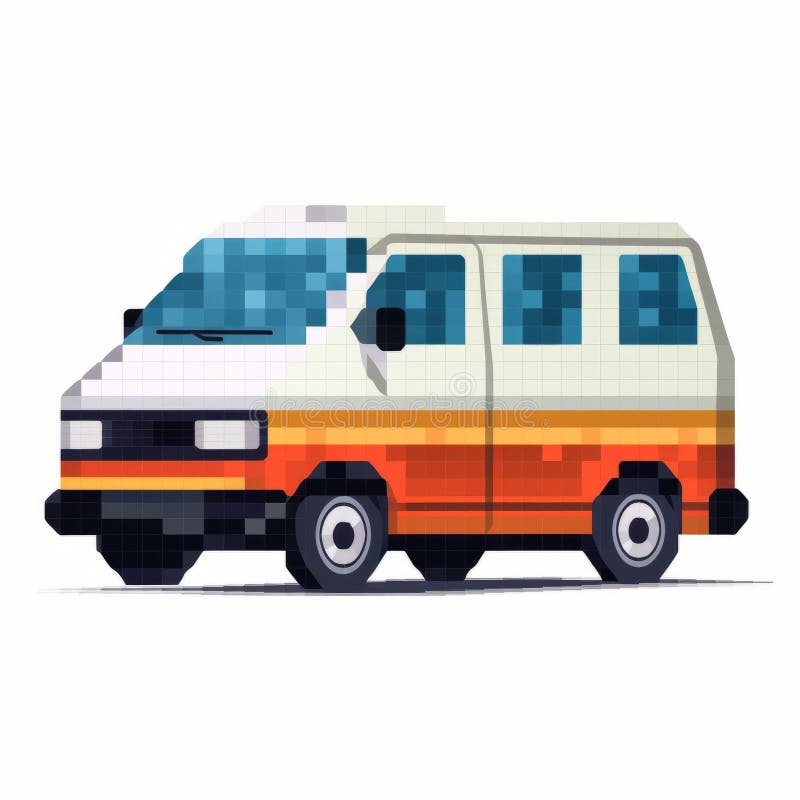 Pixelated Van Art Vector Illustration on White Background Stock Illustration - Illustration of ...