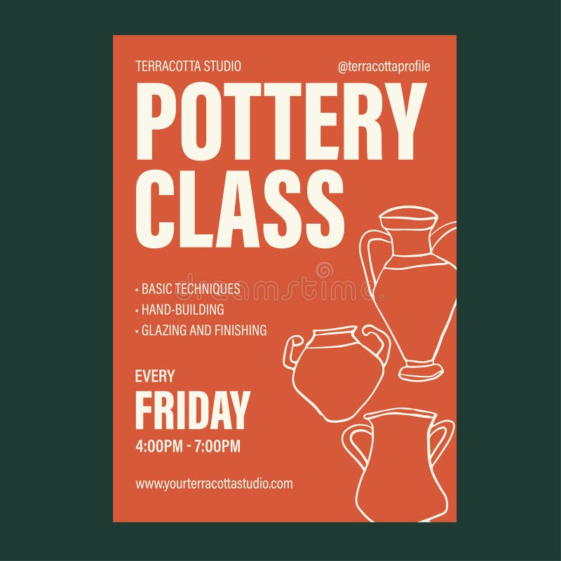 Orange and White Pottery Class Promotion Flyer Design Template Stock ...