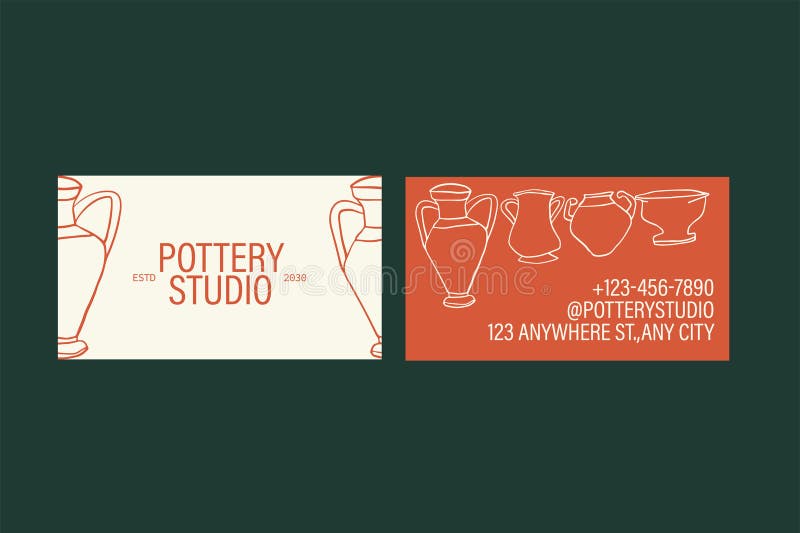 Orange and White Pottery Studio Business Card Design Template Stock ...