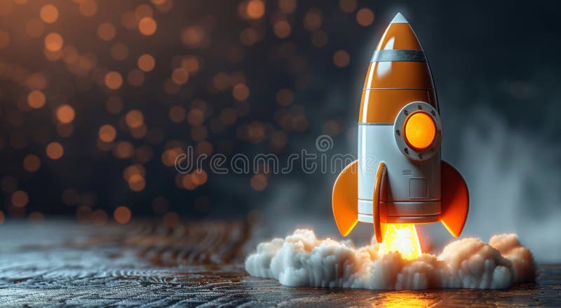Orange and White Rocket Launching with Smoke Stock Image - Image of ...