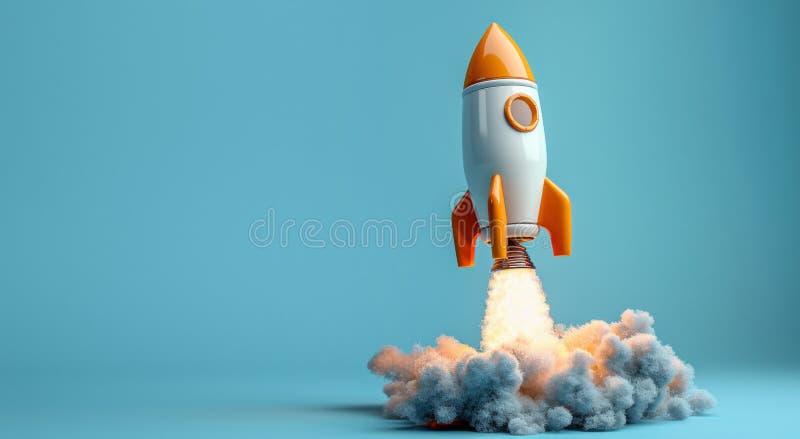 Orange and White Rocket Soaring into the Sky Stock Image - Image of ...