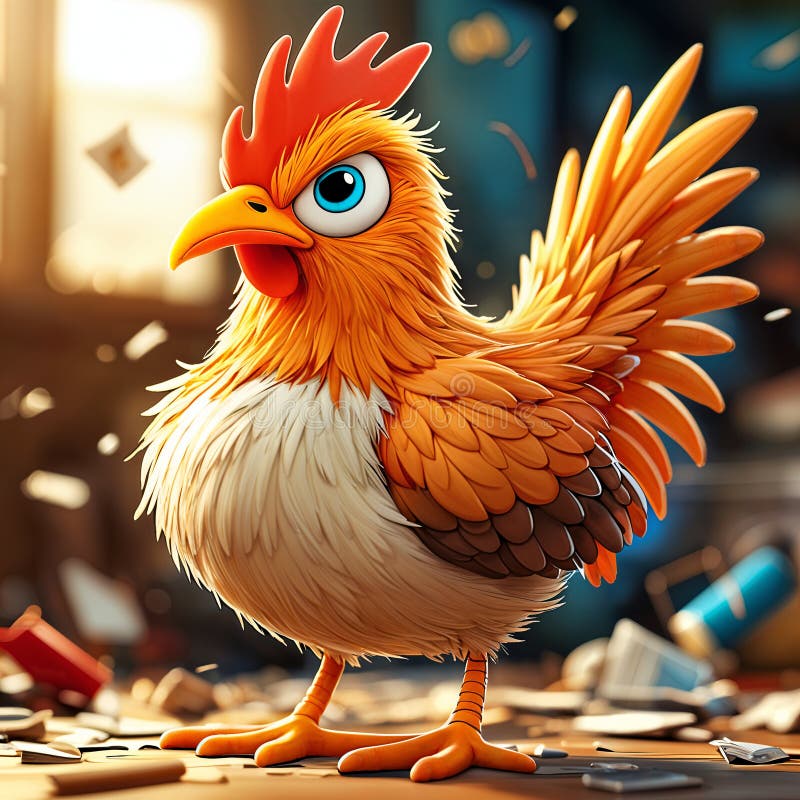 Orange and White Rooster on Table Stock Illustration - Illustration of ...