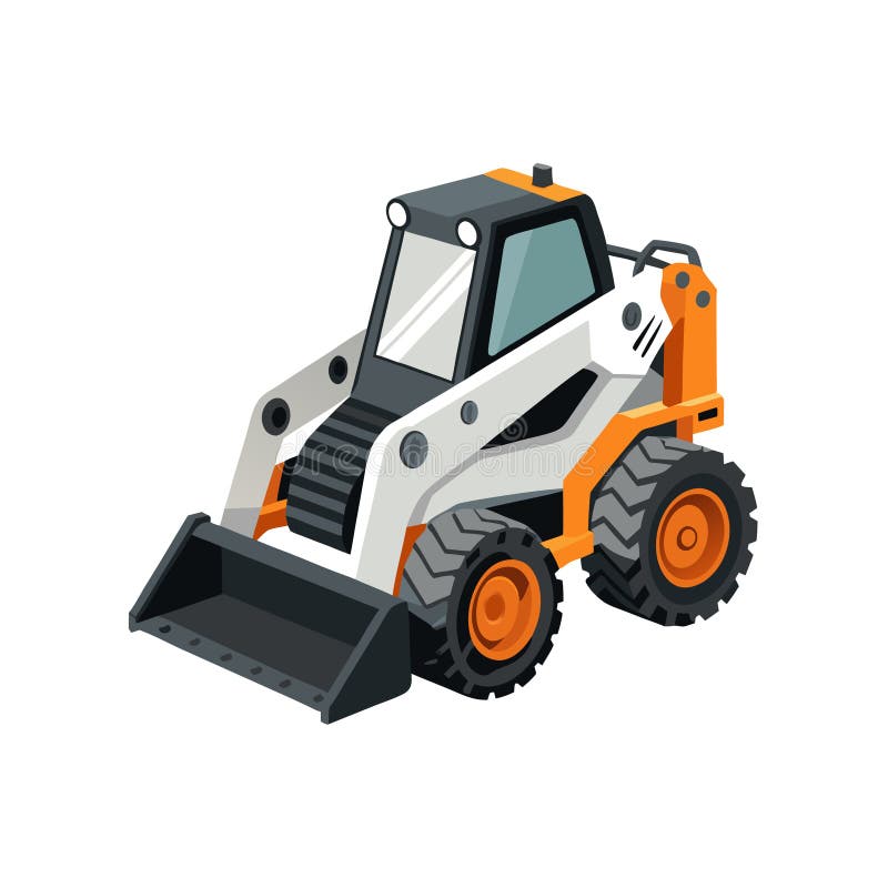 Orange and White Skid Steer Loader Isolated Illustration Stock ...