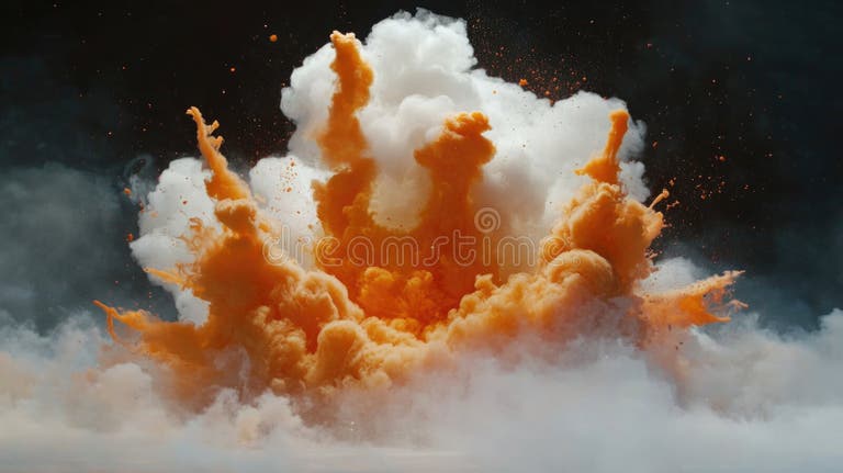 Orange White Smoke Explosion Stock Photo - Image of orange, cloud ...