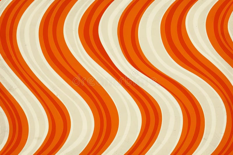 Orange and White Striped Background with Wavy Lines Stock Illustration ...