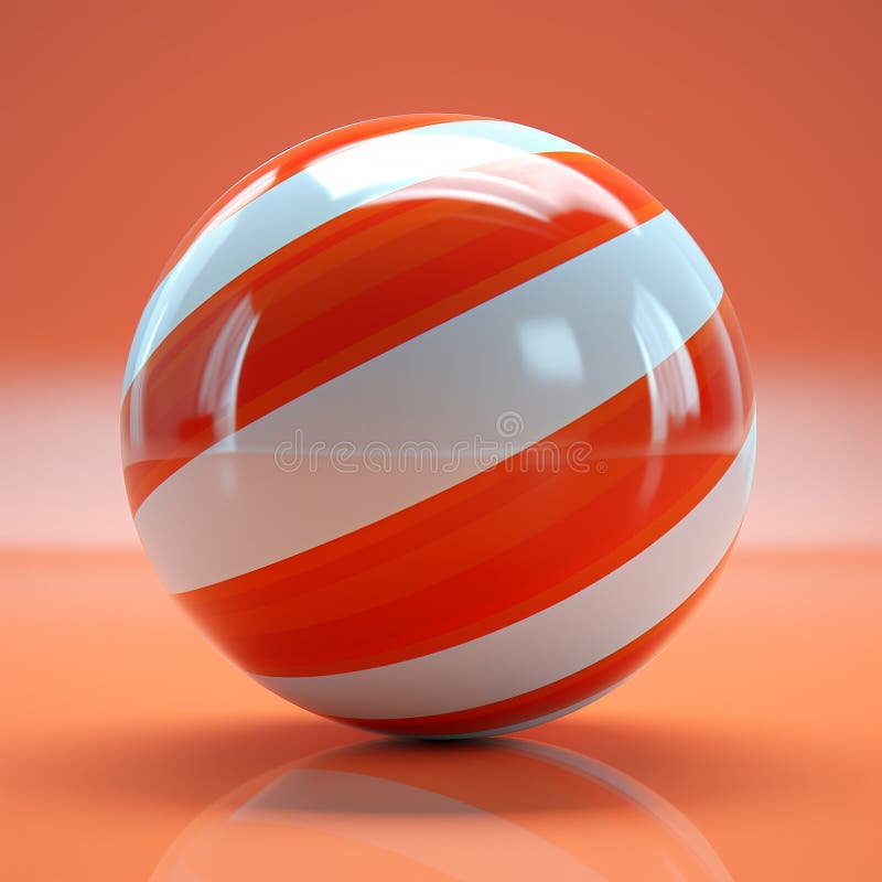 An Orange and White Striped Ball on an Orange Surface Stock ...
