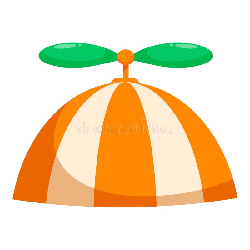 Orange and White Striped Propeller Hat Rotating on White Background ...