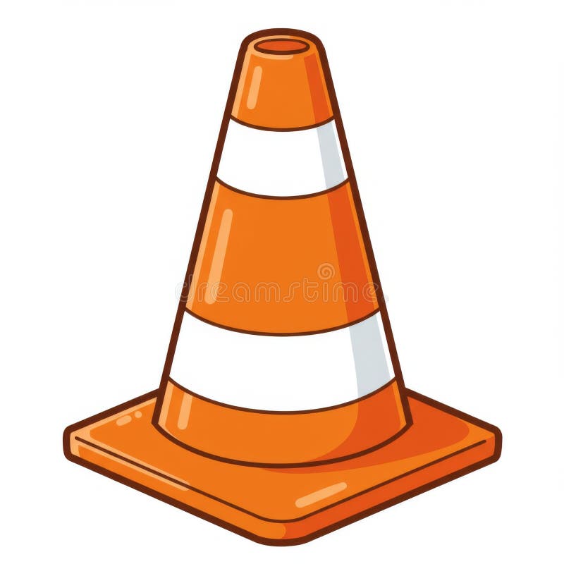 Orange and White Striped Traffic Cone Illustration Stock Illustration ...