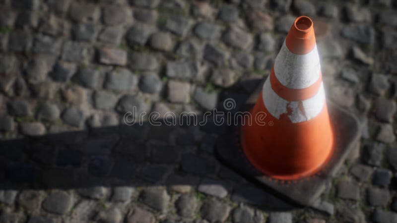 Orange and White Striped Traffic Cone Stock Illustration - Illustration ...